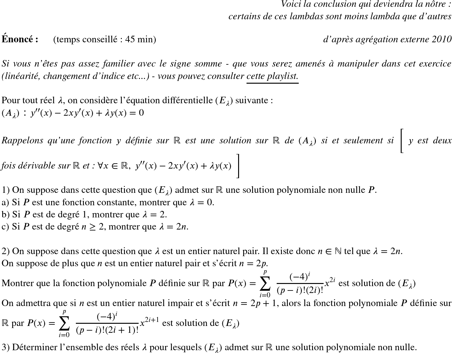 Solutions polynomiales d’une équation différentielle – Ayoub et les maths