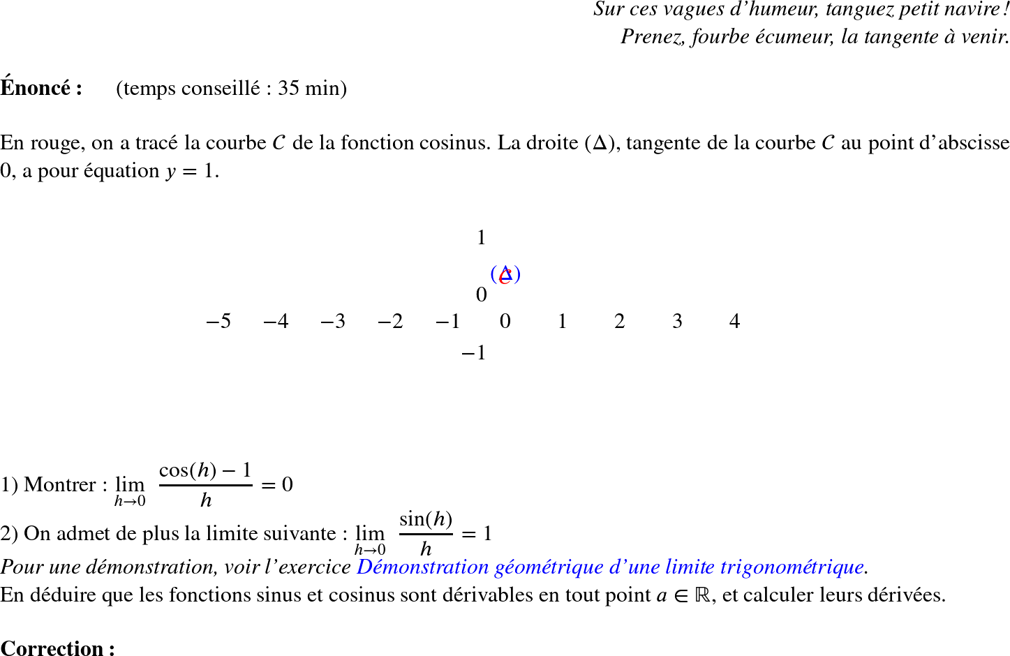 Dérivées des fonctions sinus et cosinus – Ayoub et les maths