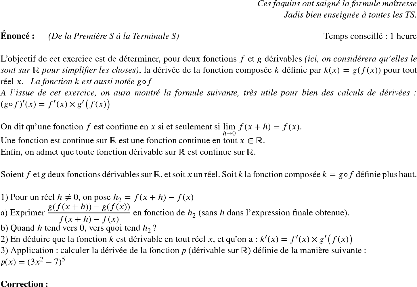 Dérivée d’une composée de fonctions – Ayoub et les maths