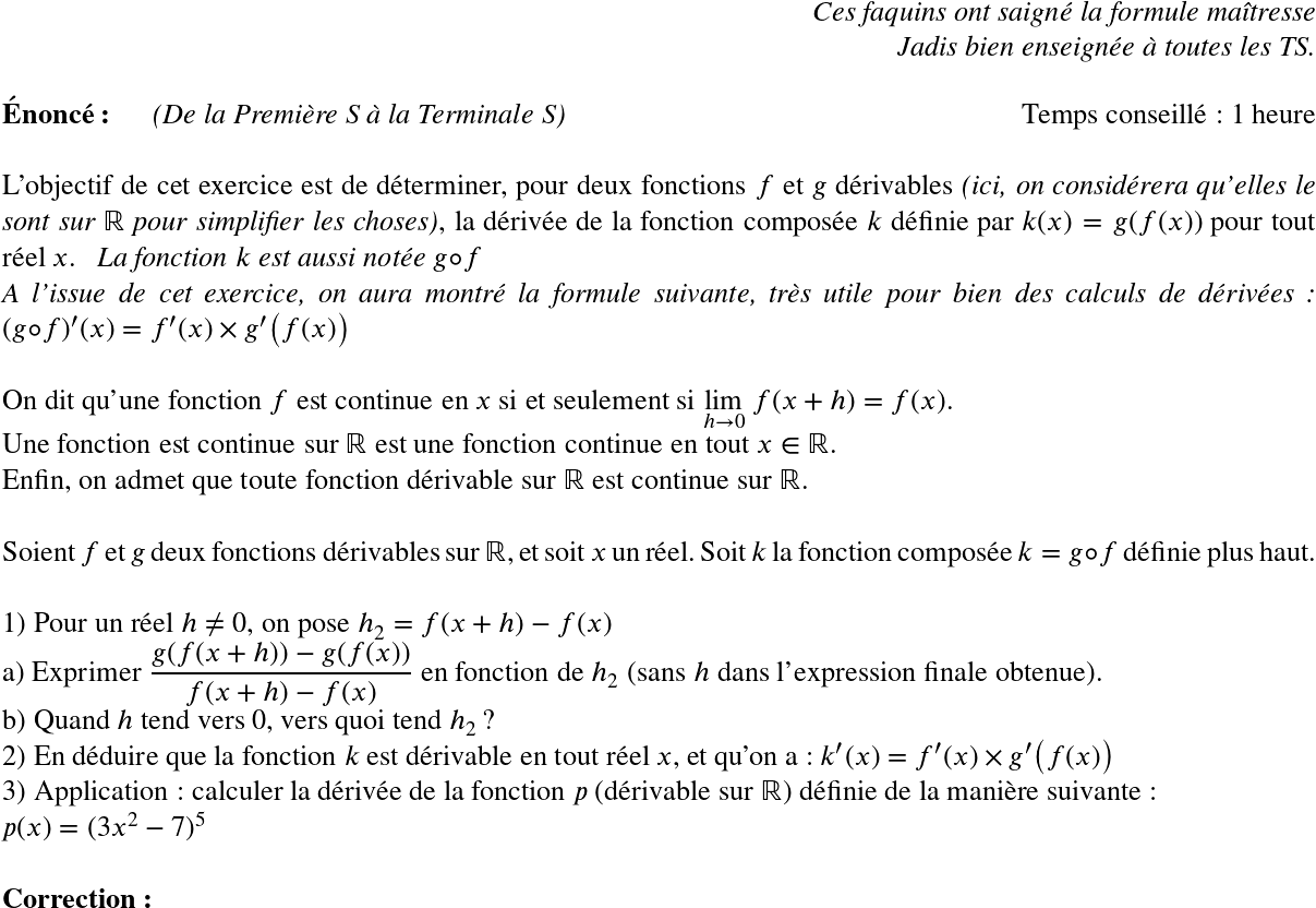 Dérivée d’une composée de fonctions – Ayoub et les maths